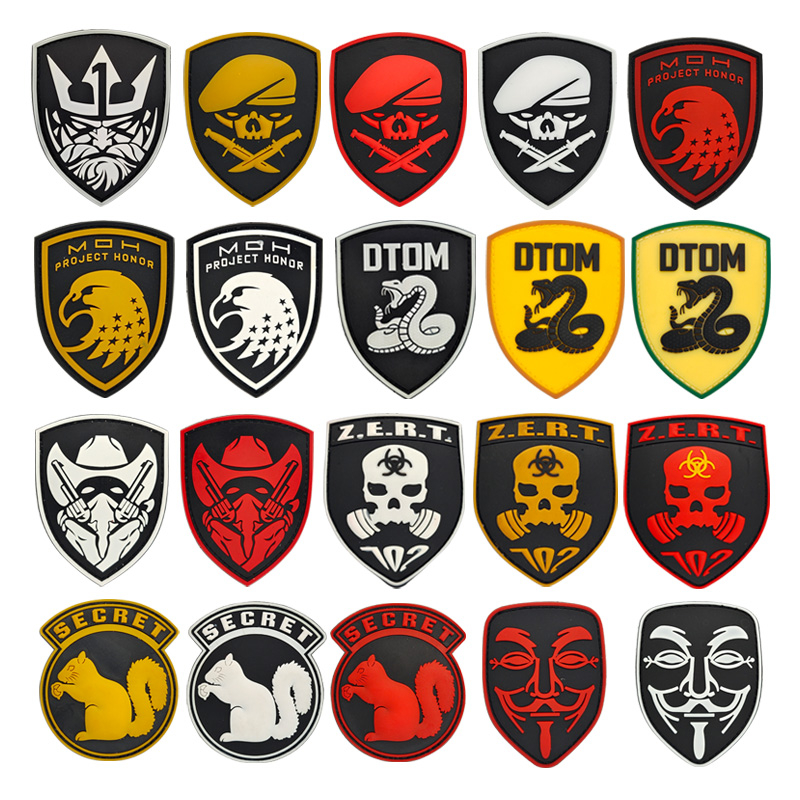 3D PVC Rubber Patch White Luminous Tactical Badge Morale Backpack ...