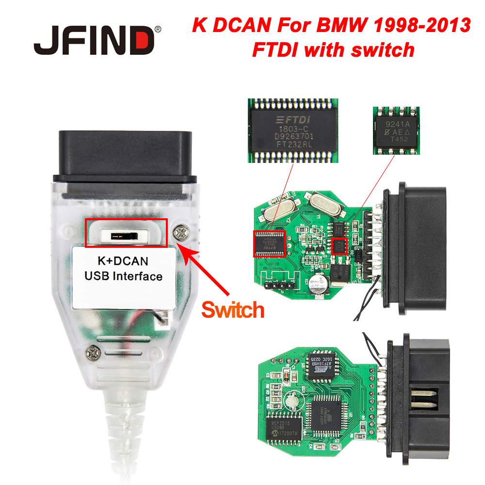 For BMW 1998-2013 inpa K Dcan K+DCAN FTDI FT232RL with Switch K DCAN K ...