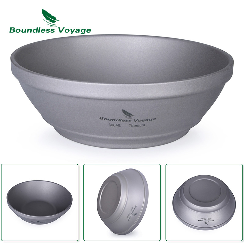 Boundless Voyage Outdoor Titanium Double-Wall 300ml Bowl Camping Hiking ...