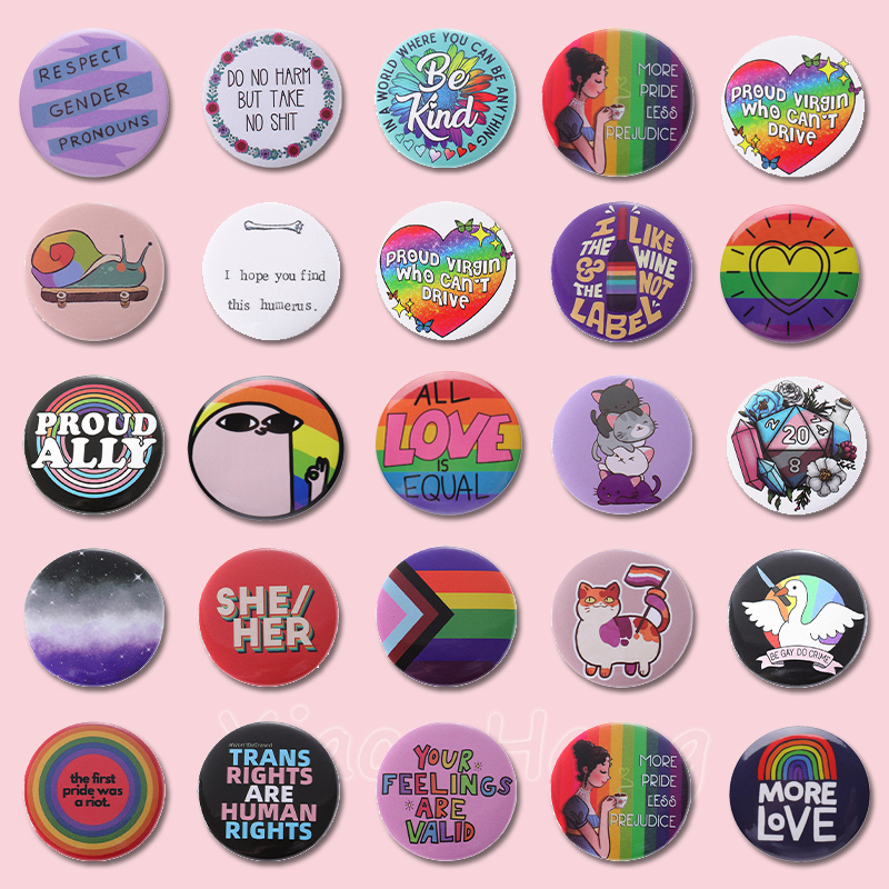 44mm Rainbow Tinplate Brooch Rainbow Flag Love Soft Button Pins Lgbt