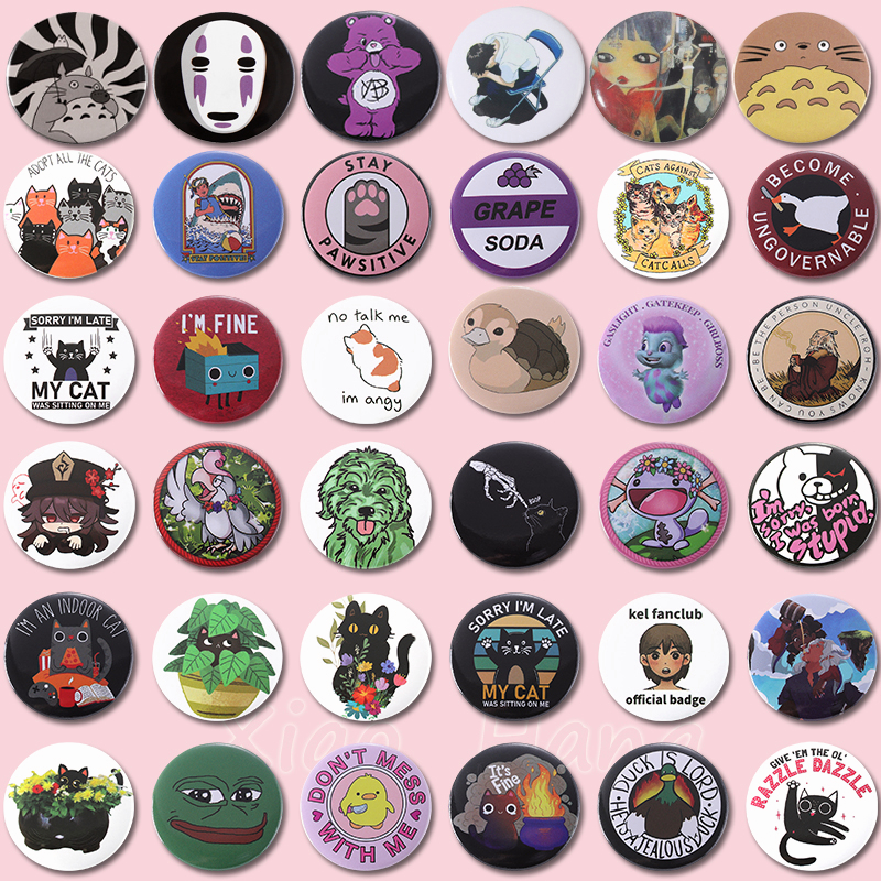 44mm Tinplate Soft Button Pins Jewelry Anime Totoro Neon Brooch Cartoon ...