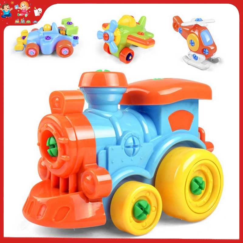 Kids Train Car Toy DIY Disassembly Plane Car Building Model Tool ...