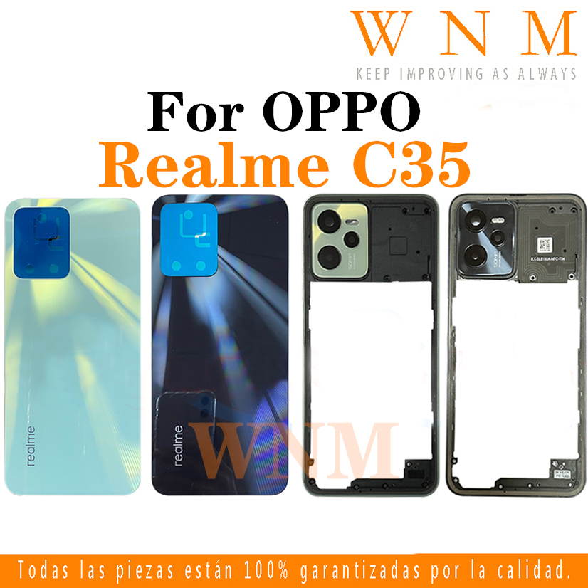 For OPPO Realme C35 Bezel Back Battery Cover + Middle Frame + Camera ...