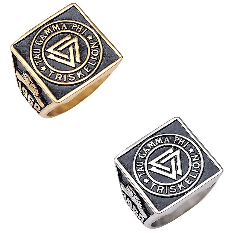 Pure Stainless Steel Triskelion Tau Gamma Phi Ring for Men Size 7-13 ...