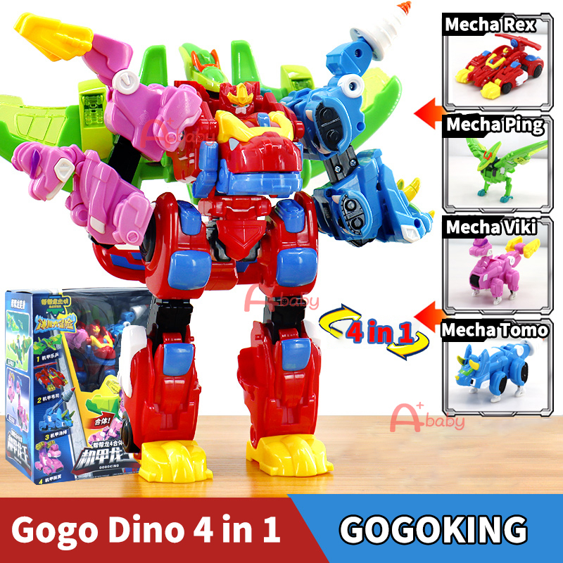 [A+baby] Gogo Dino 4in1 GOGOKING Dinosaur Toys Original Action Figure Transformation Rex Viki ...