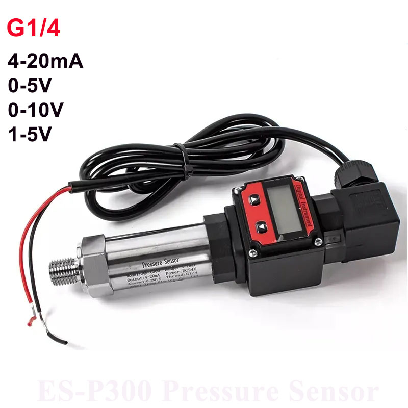 ES-PC300 LCD PressureTransmitter 4-20ma 5V 10V Output Sensor Water Oil Gas -1-0-1000bar Pressure ...