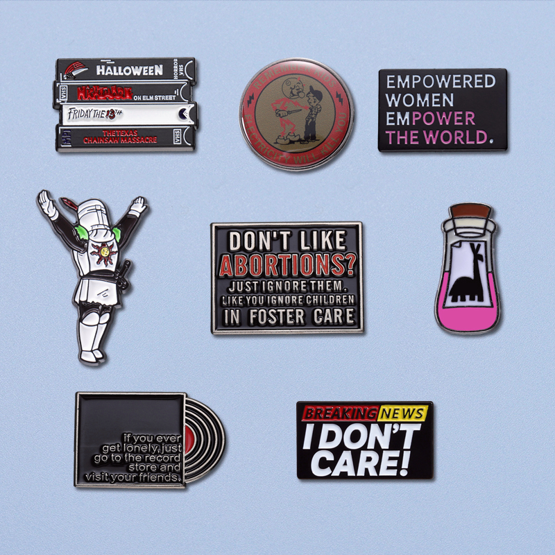 Text Quotes Enamel Pin Punk Vintage Record Brooch Creative Text Pins ...