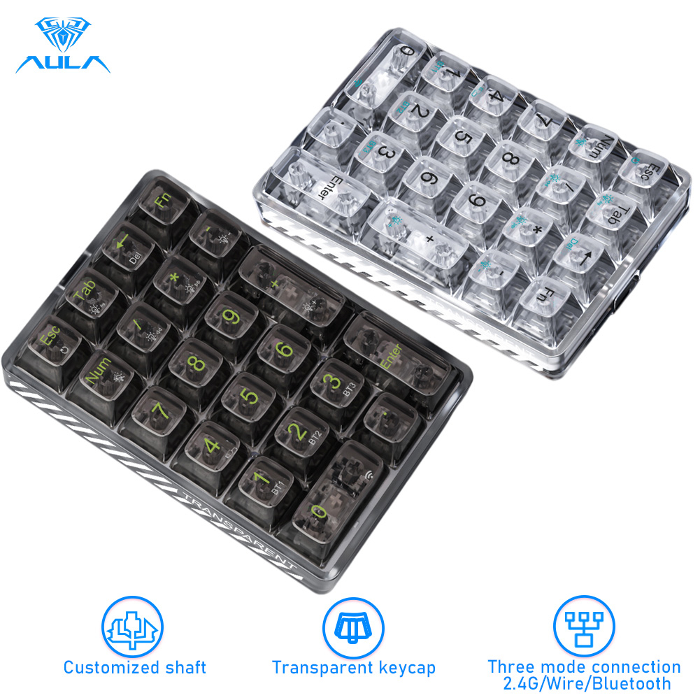 AULA F21 Mini Digital Hotswappable Mechanical Keyboard 21 Key Bluetooth ...