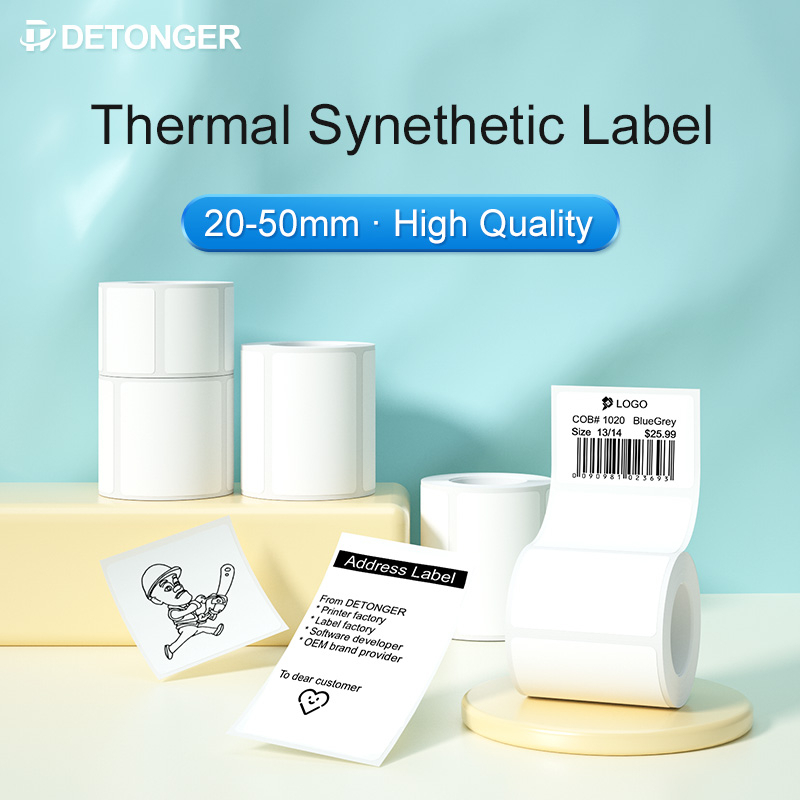 DETONGER Self-adhesive Thermal Synthetic Printer Labels Blank White ...
