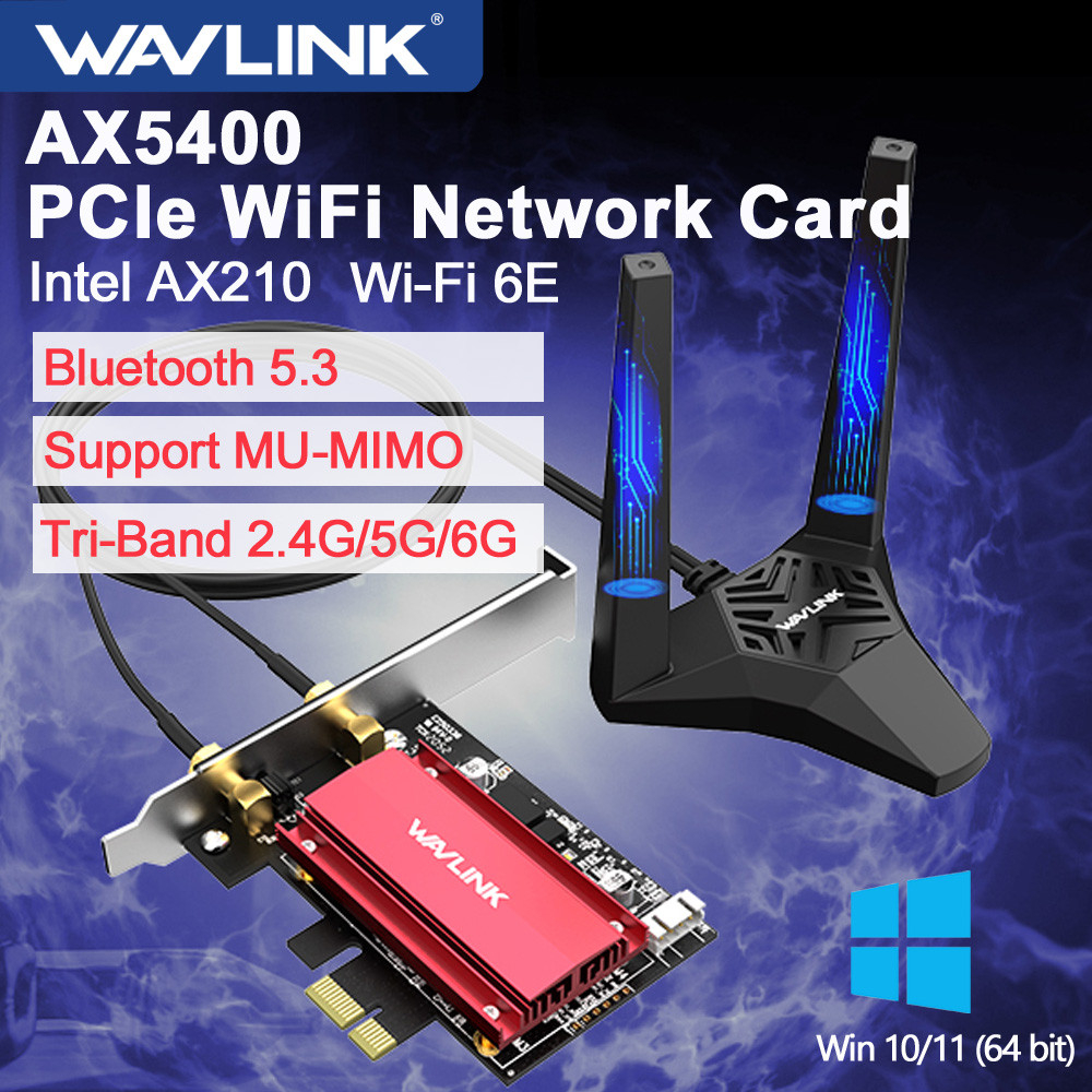 Wavlink AX5400 WiFi 6E PCIe Network Card Tri-Band AX210 Wireless Adapter with Bluetooth 5.3 for ...