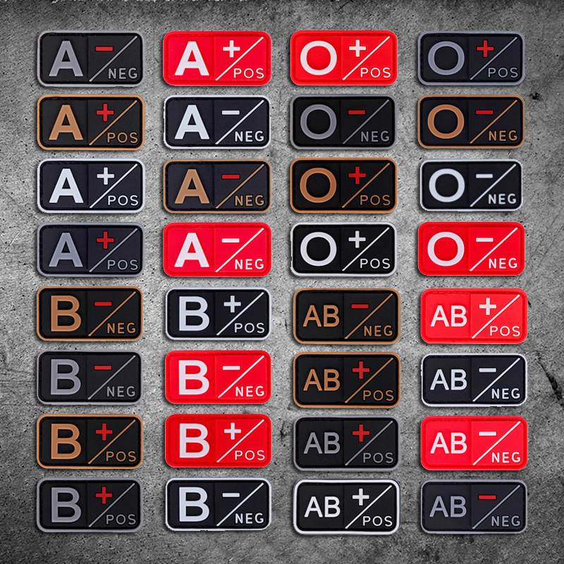 3D PVC Rubber Patch Blood Type Badge A+AB+O+B+Helmet Tactical Military ...
