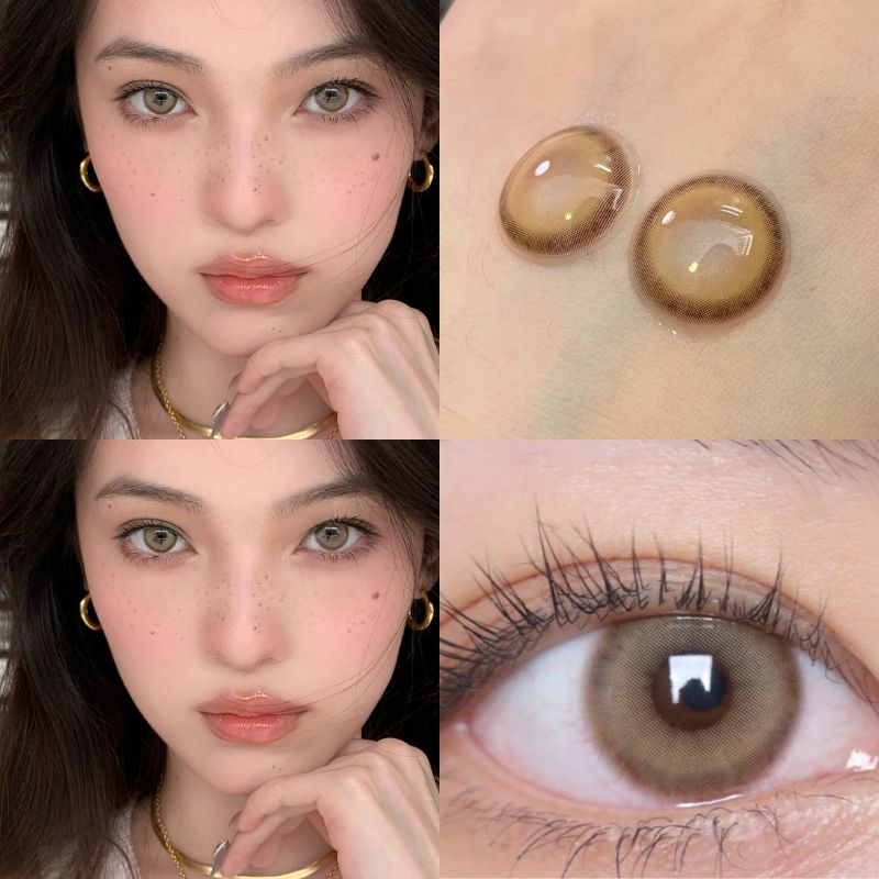 【graded Lens】UYAAI 2PCS\pair Color Contact Lenses Aoki Caramel Contact ...