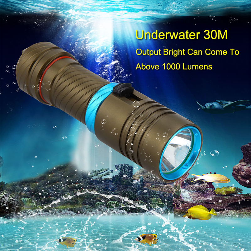 Diving Flashlight L2 LED 850LM 26650 Battery Underwater Deep Dive 50M ...