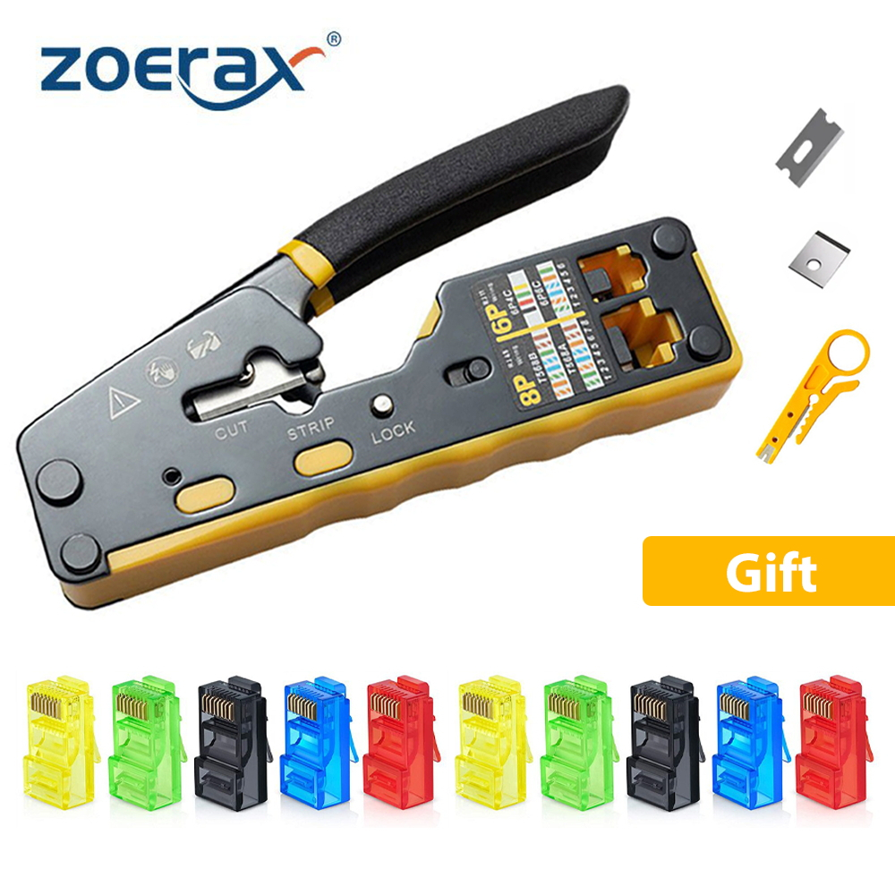 ZoeRax Cat6 Cat5 Cat5e 8P8C RJ45 Crimp Tool Pass Through Crimper Cutter ...