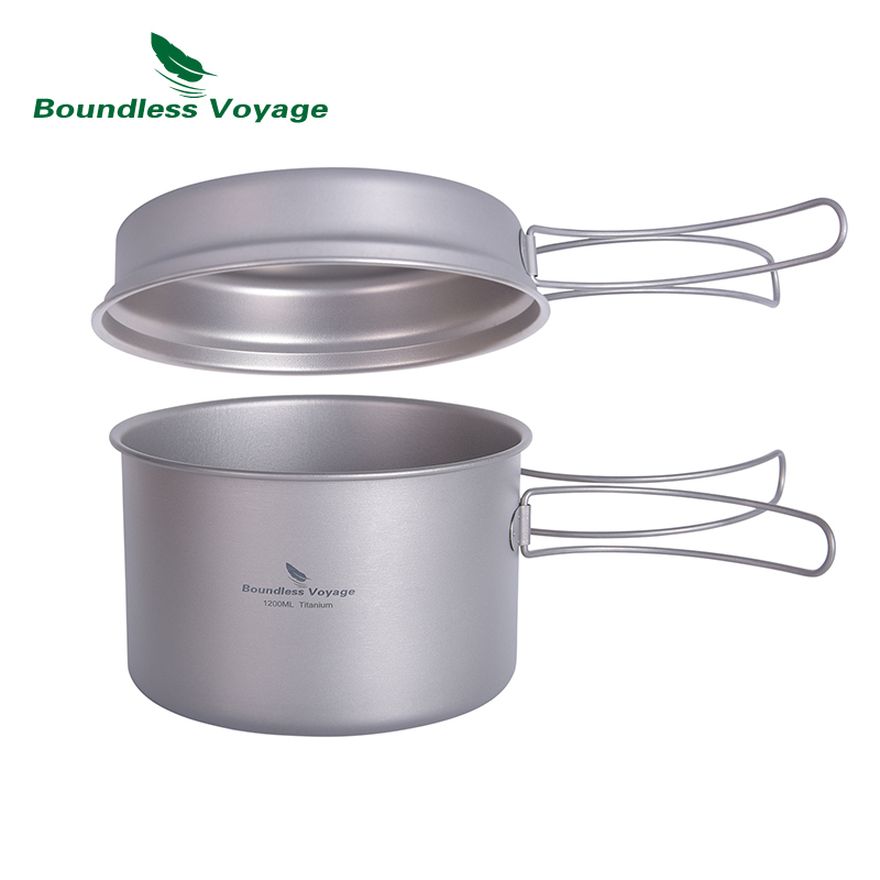 Boundless Voyage Titanium Pot & Frying Pan Backpacking Pot with ...