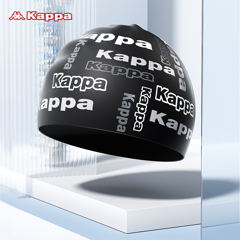 Kappa Swim Cap Silicone Adults Unisex INS Popular Black White Longhair ...