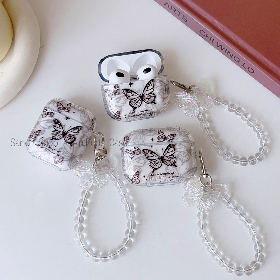 Fashion Transparent Black Butterfly AirPods Case For AirPods 1/2/3/Pro Pro2 Case AirPods 3 TPU ...