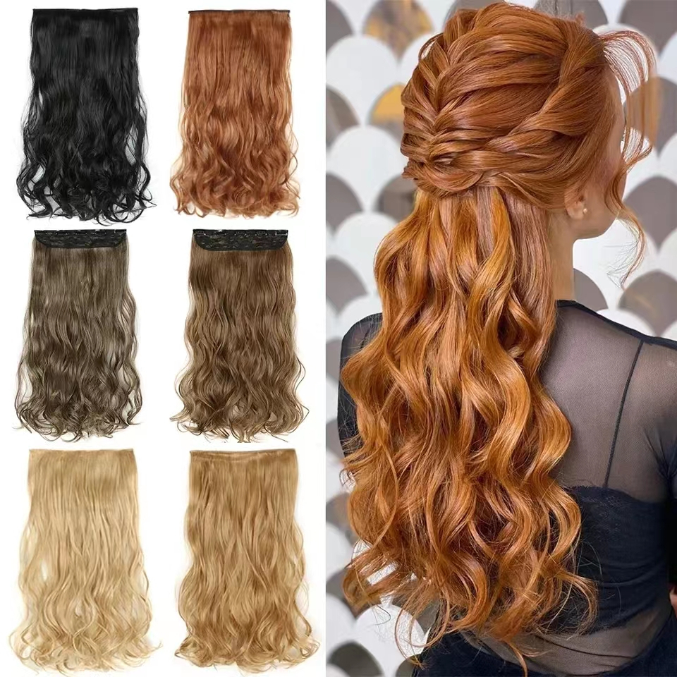 Synthetic 5 Clip In Hair Extensions Wig Long straight hair Curly Wavy ...
