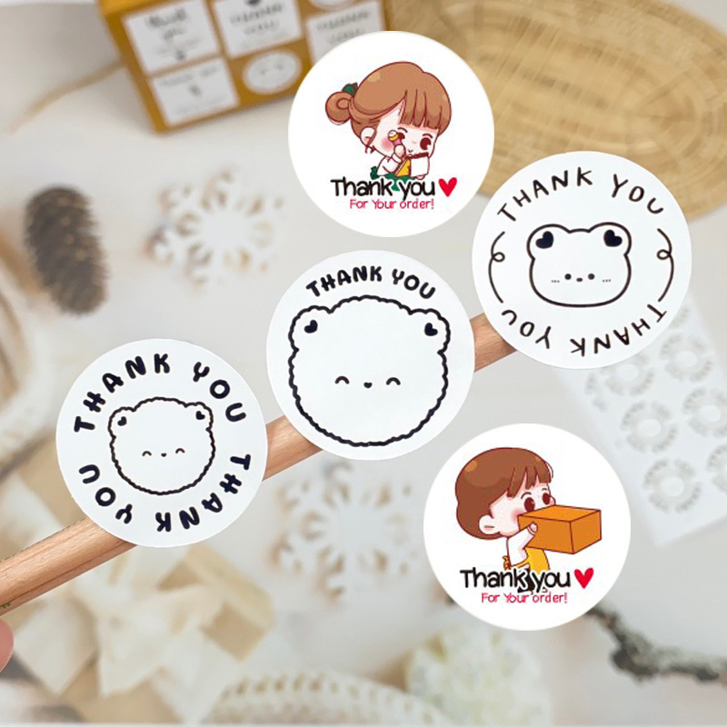 120 Pcs/Pack Cute Cartoon Thank You For Your Order Stickers Baking ...