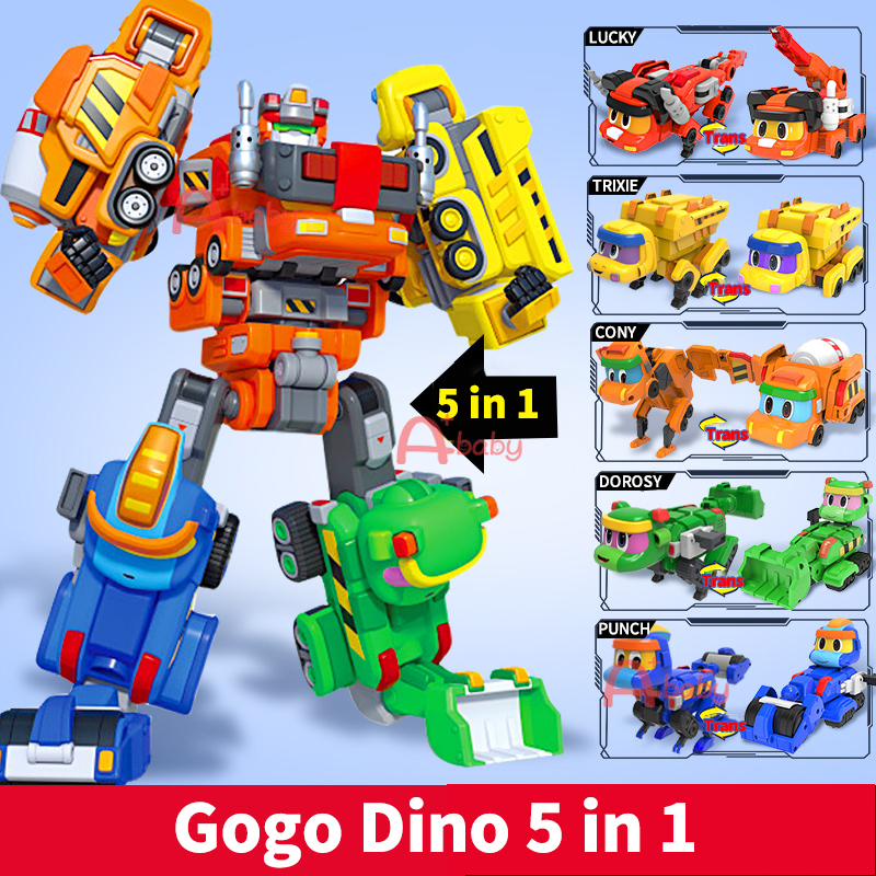 [A+baby] Gogo Dino 5 in 1 Transformation Dinosaur Engineering Car Toys ...