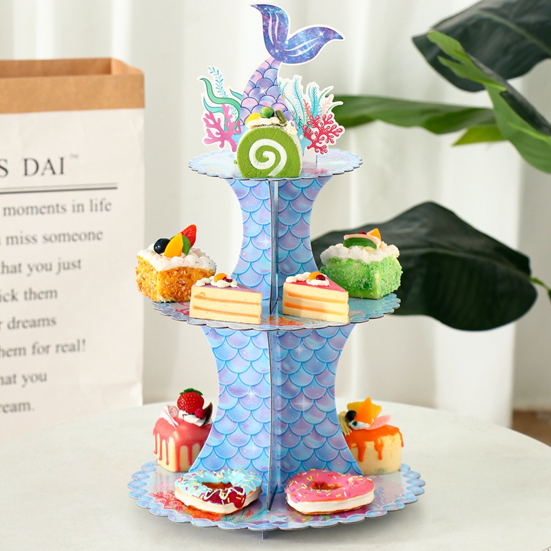 Mermaid Paper Cupcake Stand 3 Tier Mermaid Tail Cupcake Holder Mermaid ...