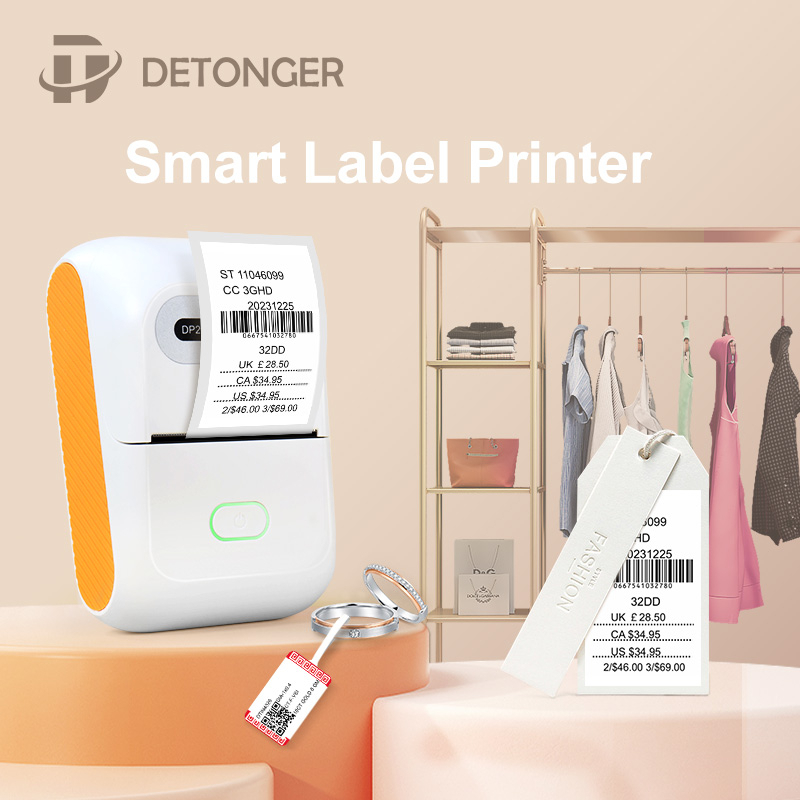 DETONGER DP26 Portable Inkless Printer Thermal Sticker QR Code Barcode ...