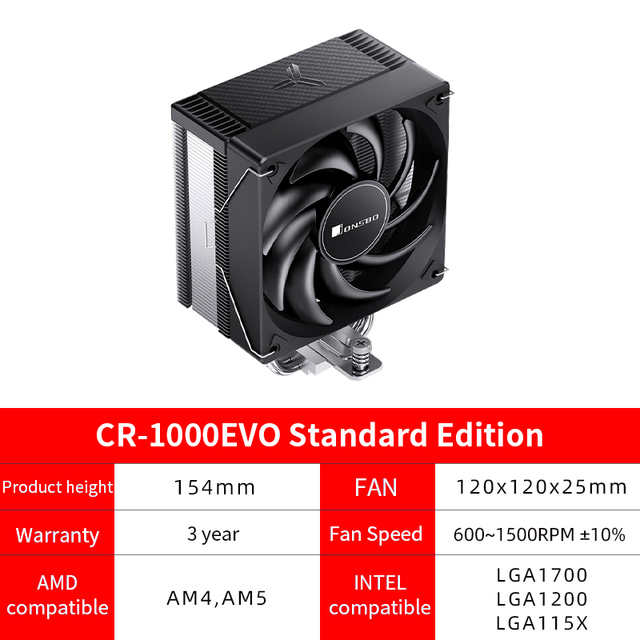 JONSBO CR1000 EVO Air-cooled CPU heat sink 4 Heat Pipe Tower CPU Cooler ...