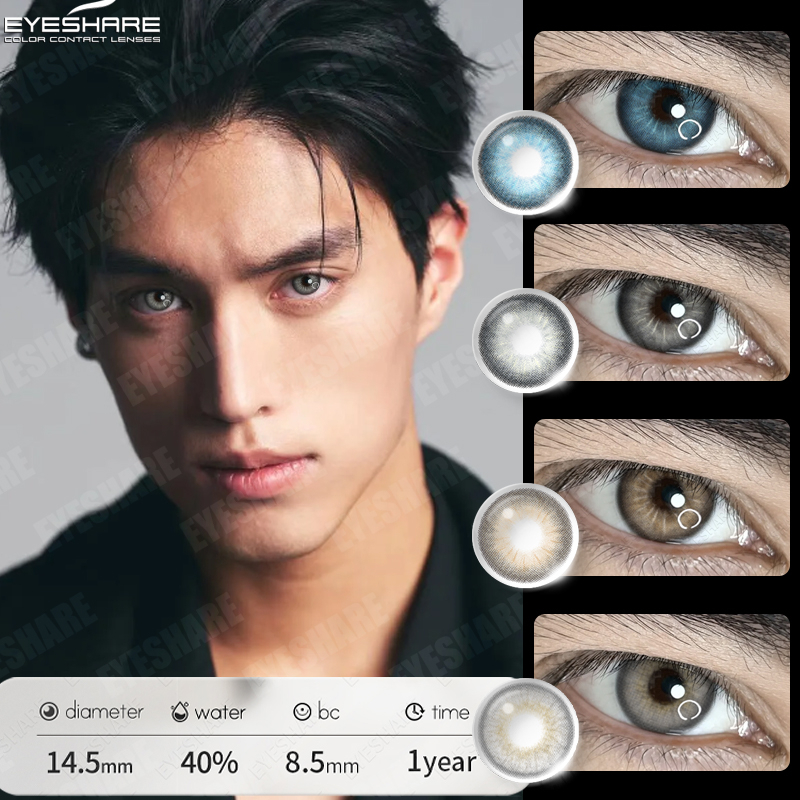Men's Contact Lenses 1 Pair = 2 Tinted Lenses (0.00) Big Eye Makeup ...