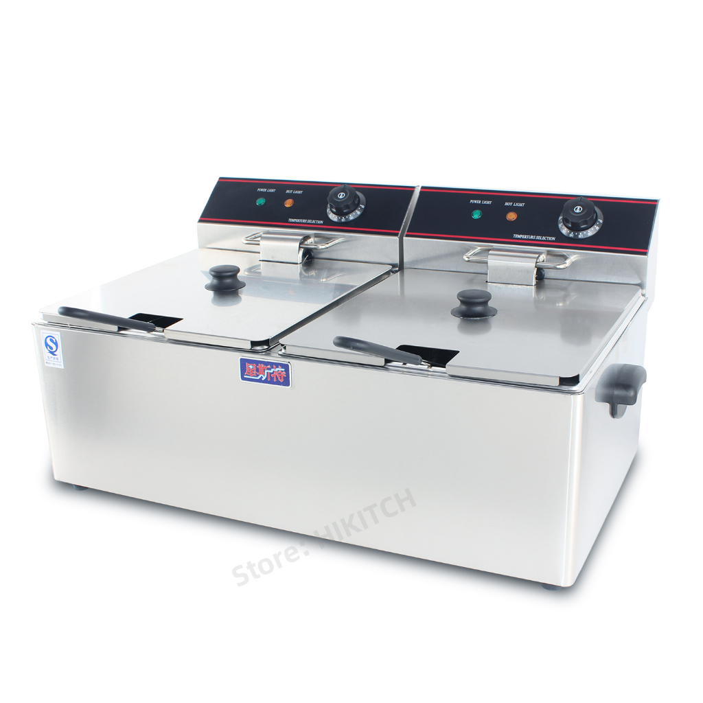 Commercial fryer EF11L-2 large capacity 22 liters oil double tanks pans ...