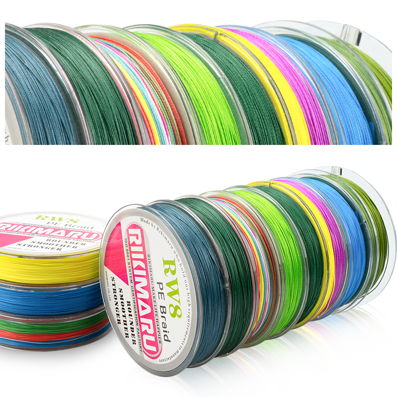 RIKIMARU Grey RX4 RW8 100m Thin Fishing Line 4lbs 6lbs 8lbs 10lbs PE ...