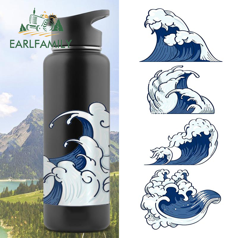 EARLFAMILY 13cm Japanese Waves Cartoon Car Sticker Aquaflask Motorcycle ...