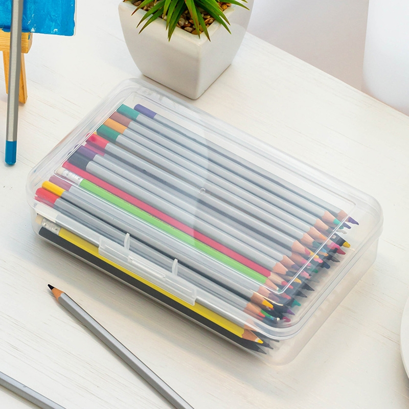 Transparent Plastic Pencil Box Painting Brush Storage Box Crayon Pen ...