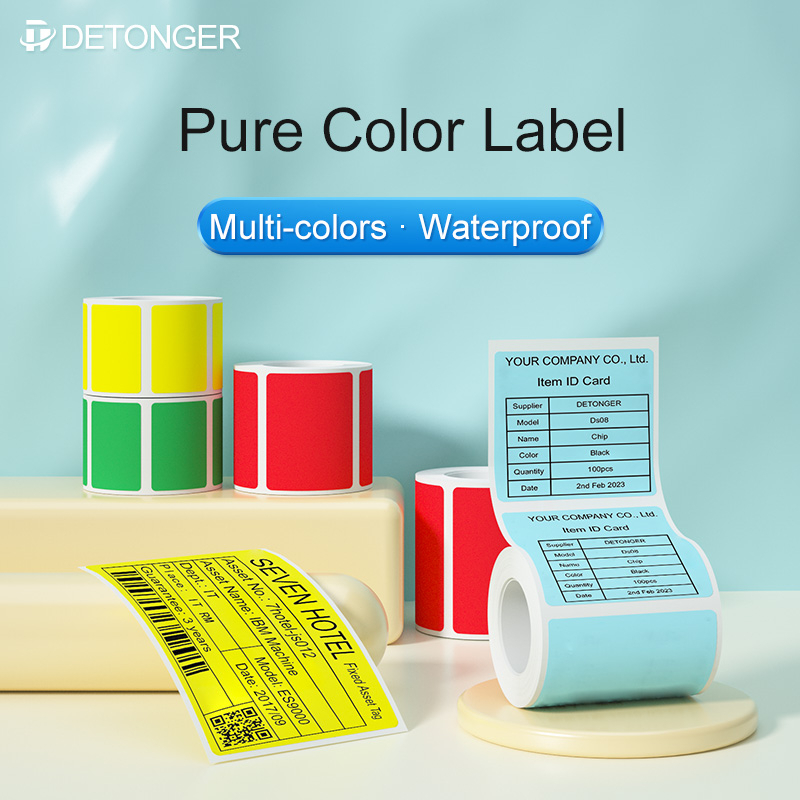 【2 Rolls】DETONGER Colorful Thermal Label Sticker Thermal Printer Paper ...