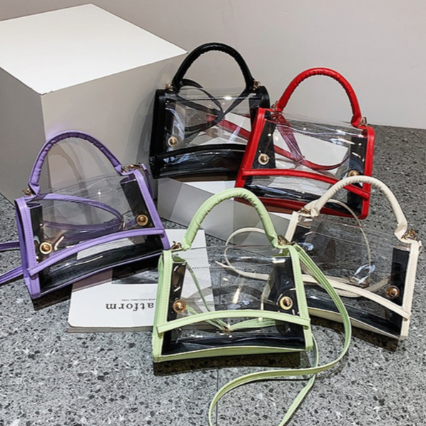 Transparent Crossbody Messenger Handbags Women PVC Trapezoid Shoulder ...