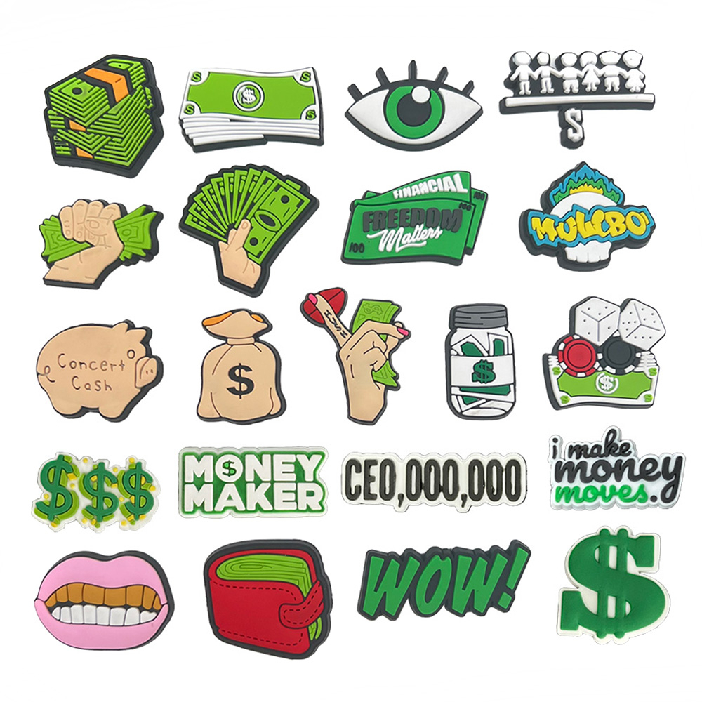 1pcs Dollar Money Charms Sandals Pendant Button Original Shoe Clog Pins ...