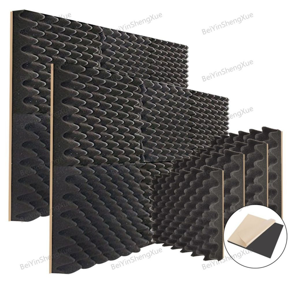 BEIYIN 12 Pcs Self-Adhesive Egg Crate Sound Proof Foam Panels,30 X 30 X ...