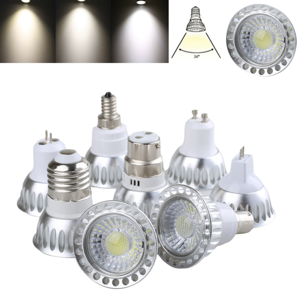 36 Degree Beam Angle Dimmable 5W LED COB Spotlight Bulbs GU10 MR16 E14 ...