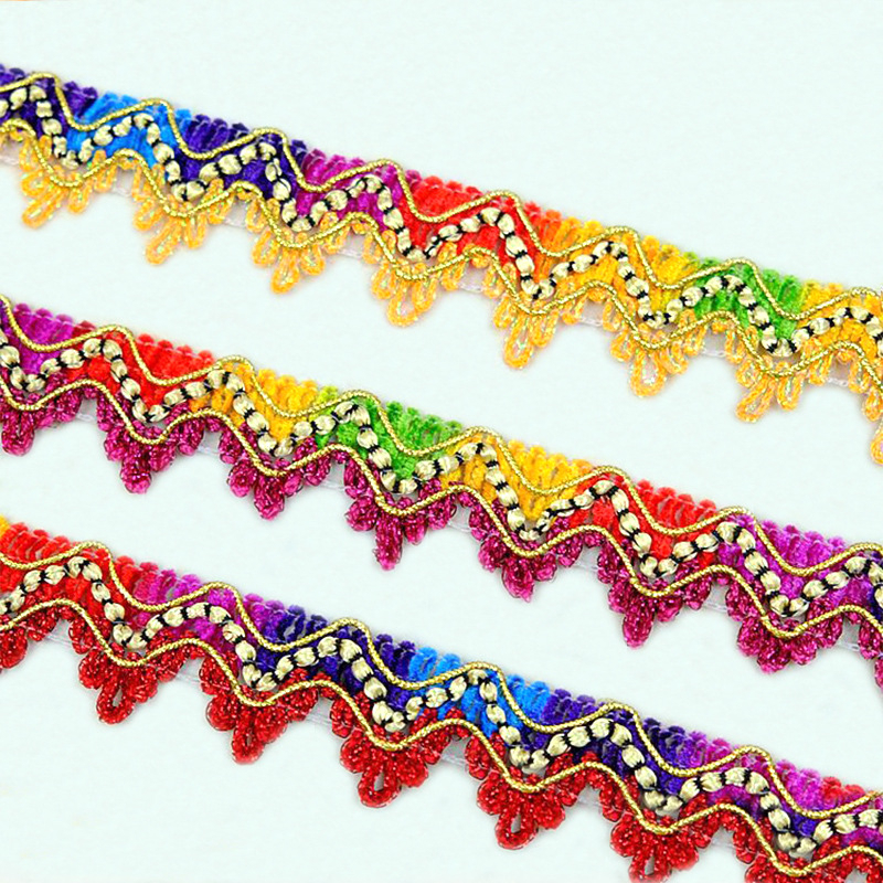 Color Wave Lace Ethnic Clothing Accessories Multicolor Three Lace ...