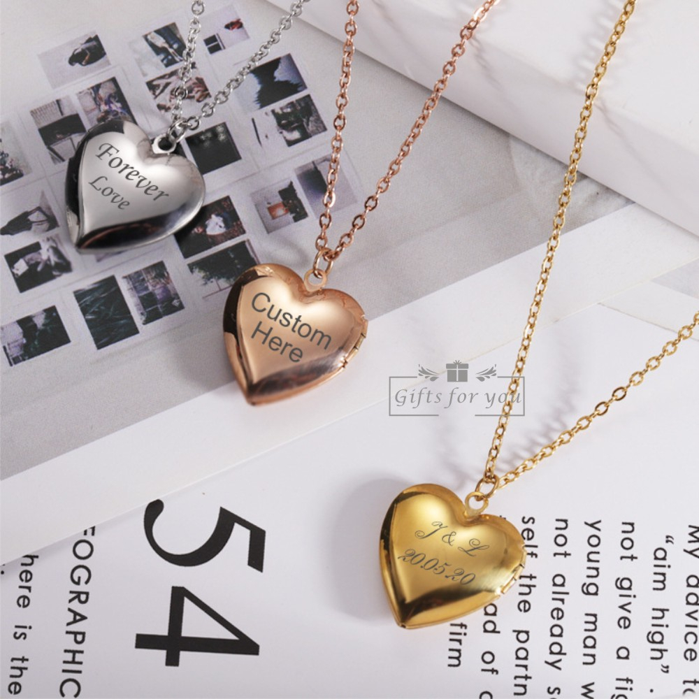 G4U N51 Personalized Heart Locket Necklace That Holds Pictures Memory ...