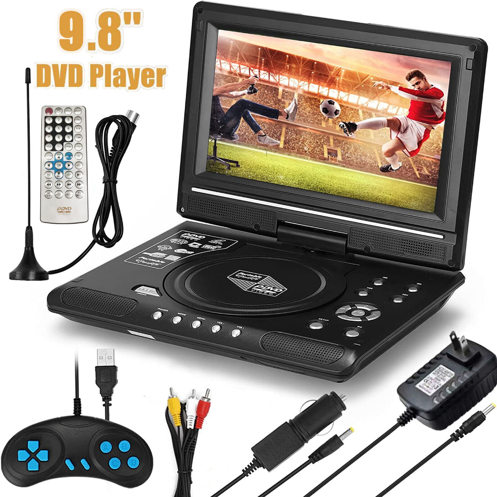 9.8 Inch Portable Home Car DVD Player VCD CD Game TV Player USB Radio ...