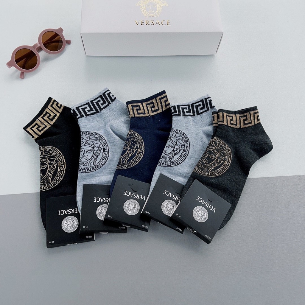 VERSACE&Men's Classic Cotton Socks One Box of Five Pairs | Shopee ...