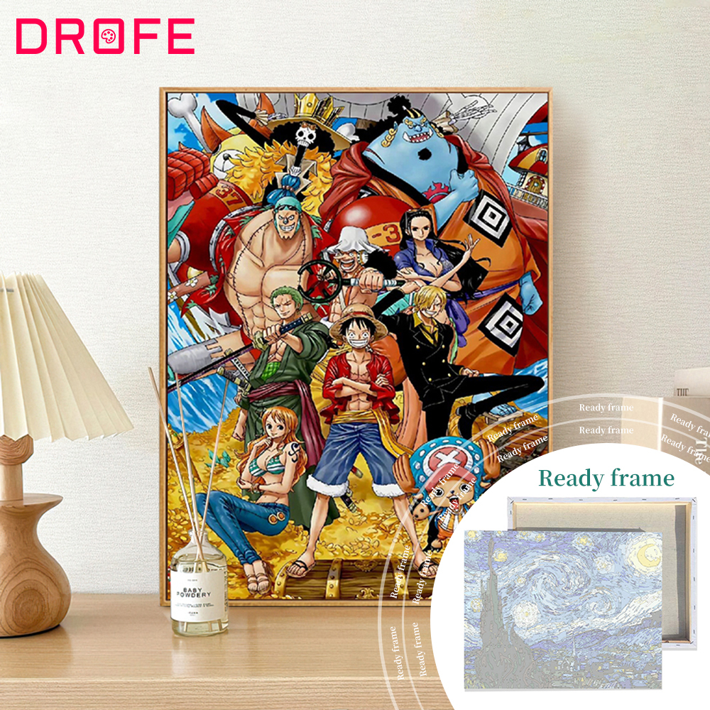 DROFE Paint By Numbers With Canvas Anime Luffy Picture Ready Frame Home ...