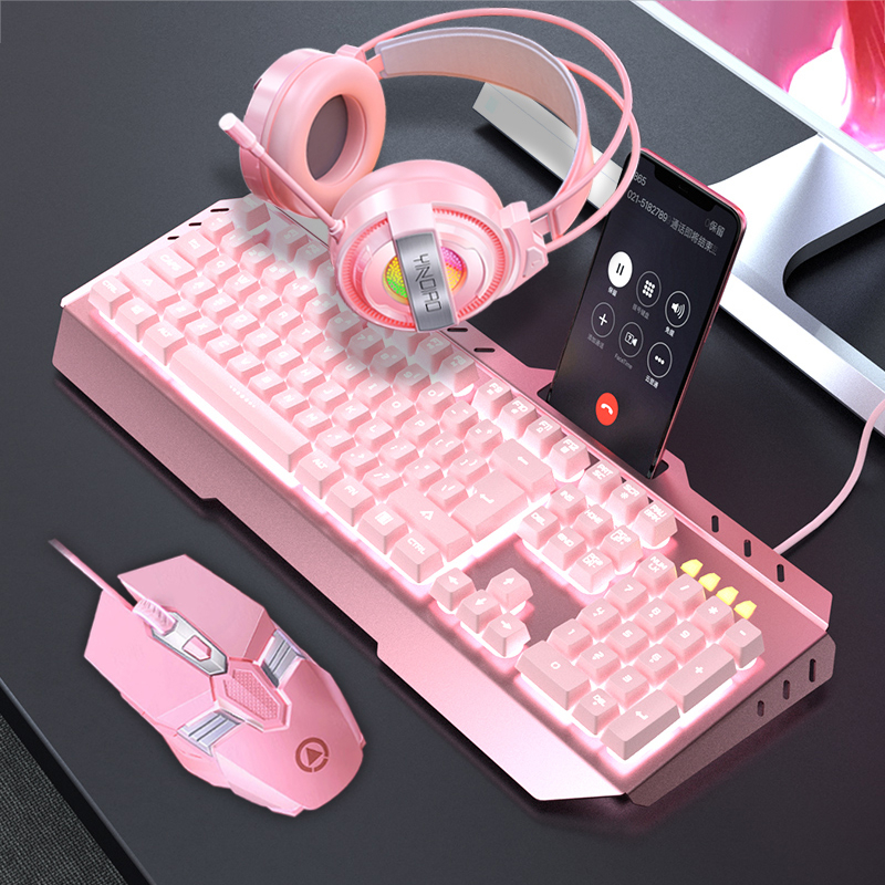 Pink GirlCute Backlight Gaming Keyboard and Mouse Set Combo with mice ...