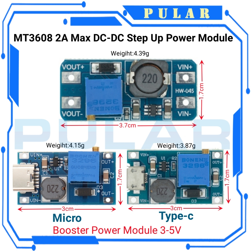 MT3608 DC-DC Step Up Converter Booster Power Supply Module Boost Step-up Board MAX output 28V 2A ...