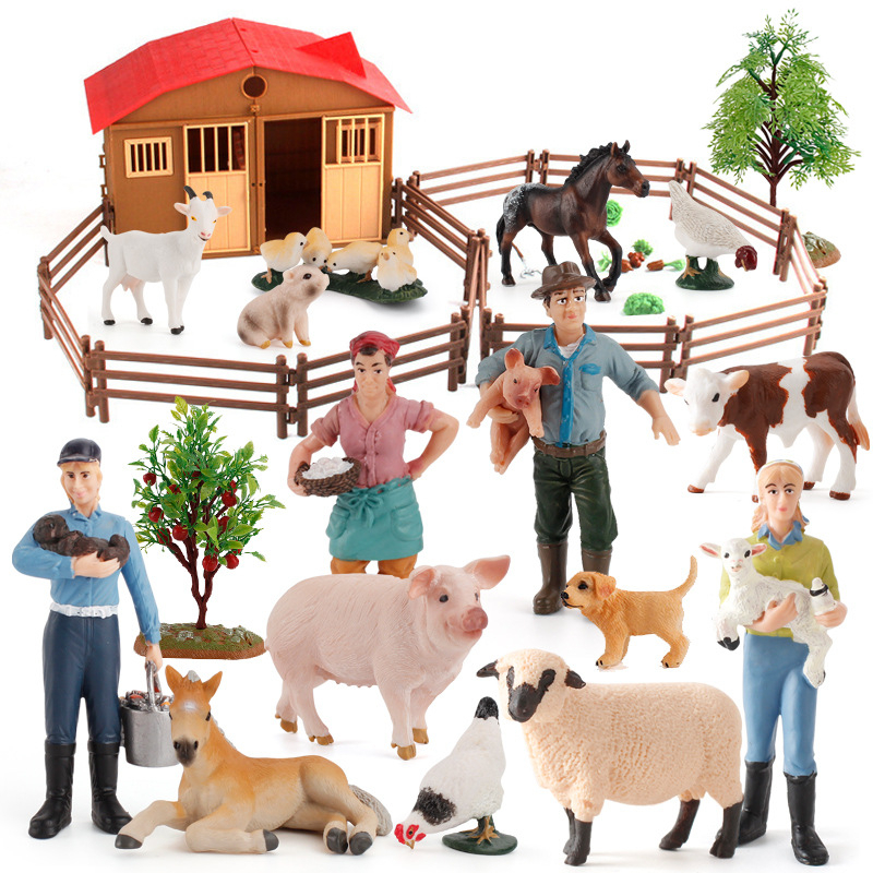 SPL-Simulation Play Farm House Model Figures Children Play House Toys ...