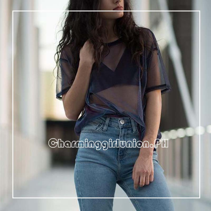 NNR-Newest Women See through Mesh Sheer Short Sleeve Crop Top | Shopee ...