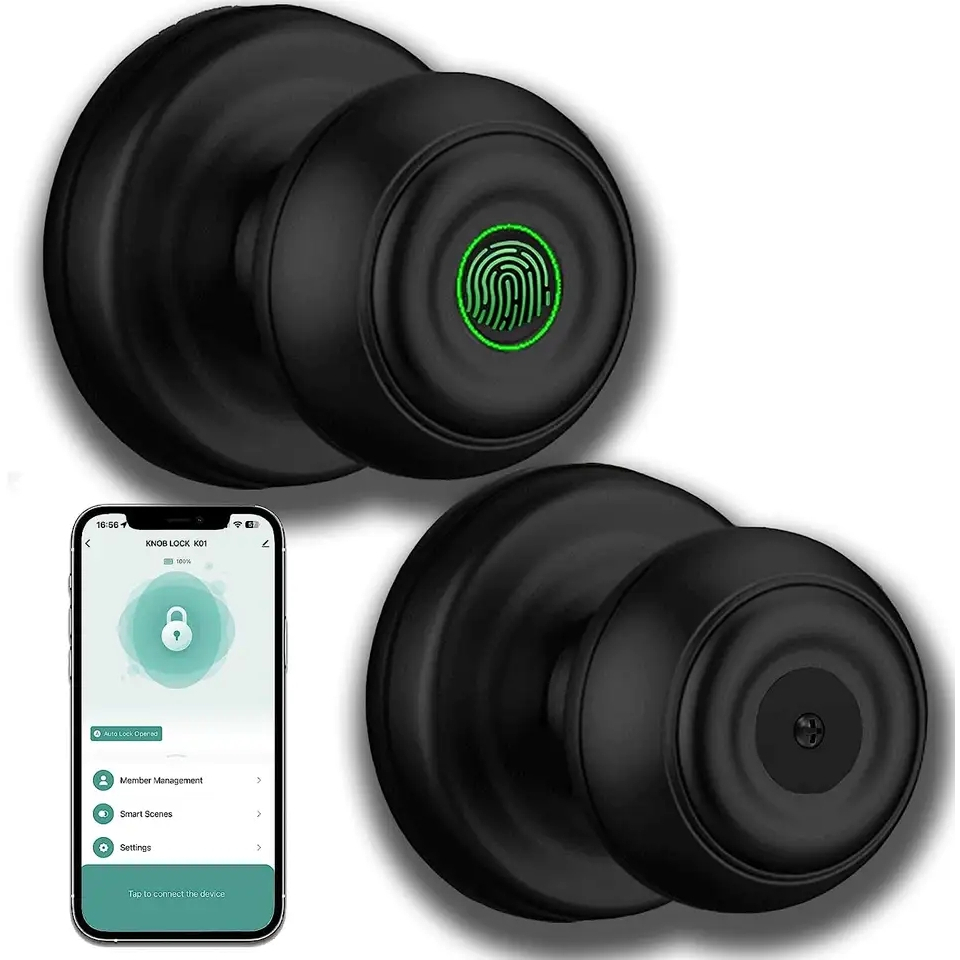 Room door ball lock smart fingerprint with key electronic door lock set ...