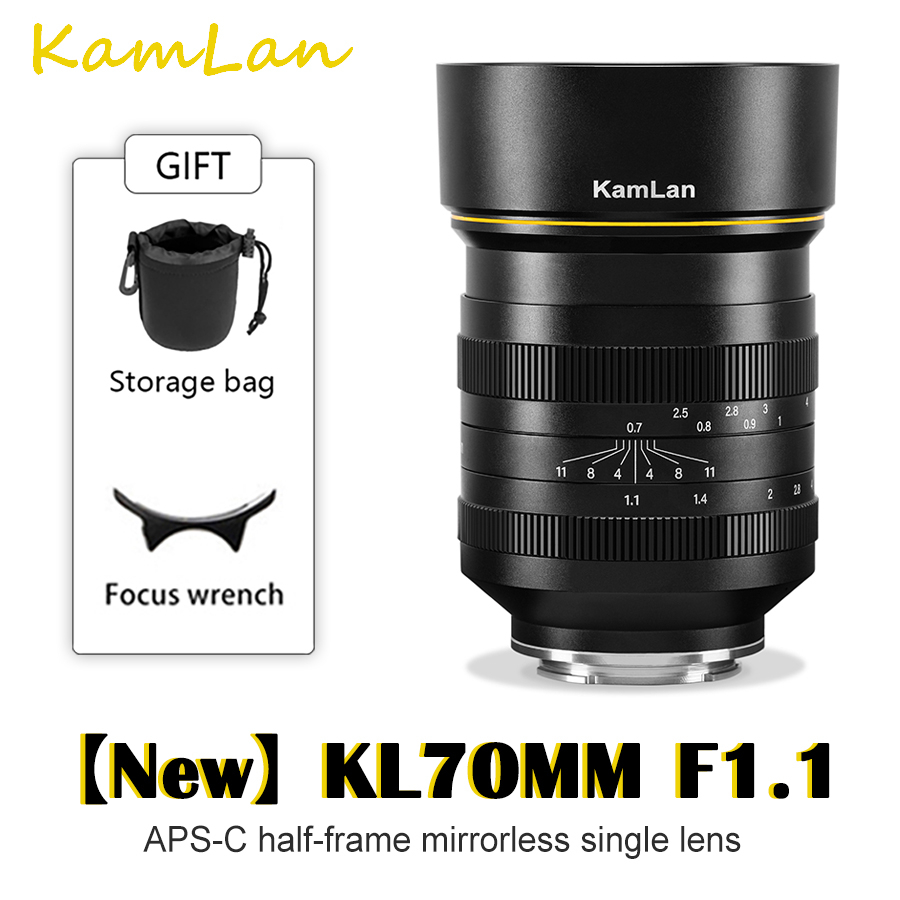 【New】Kamlan 70mm f1.1 APS-C Large Aperture Manual Focus Lens for Canon ...