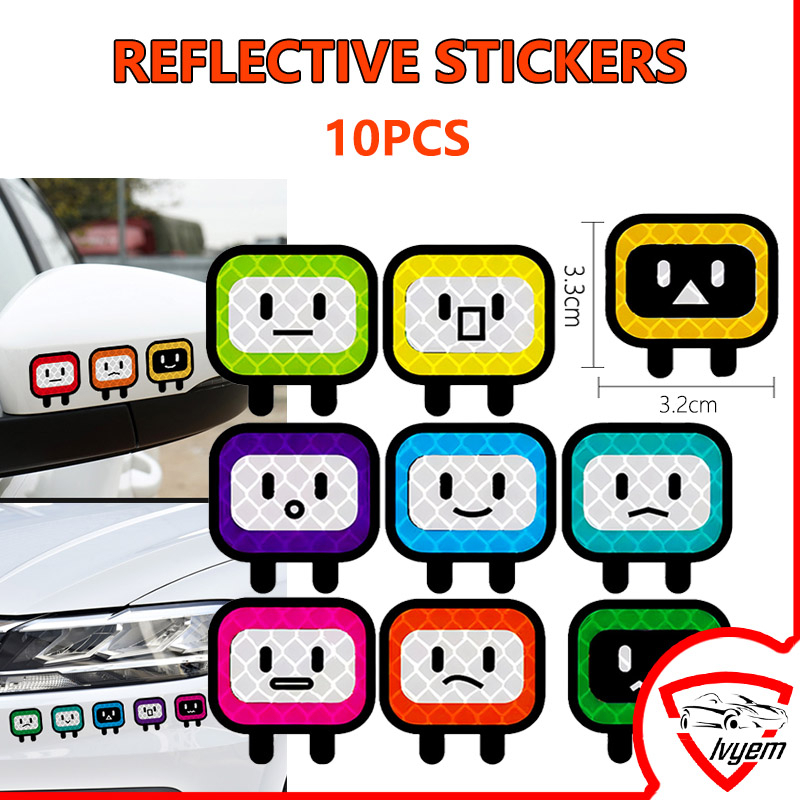 10pcs Warning Reflective Sticker for Car Motorcycle Diy Personality ...
