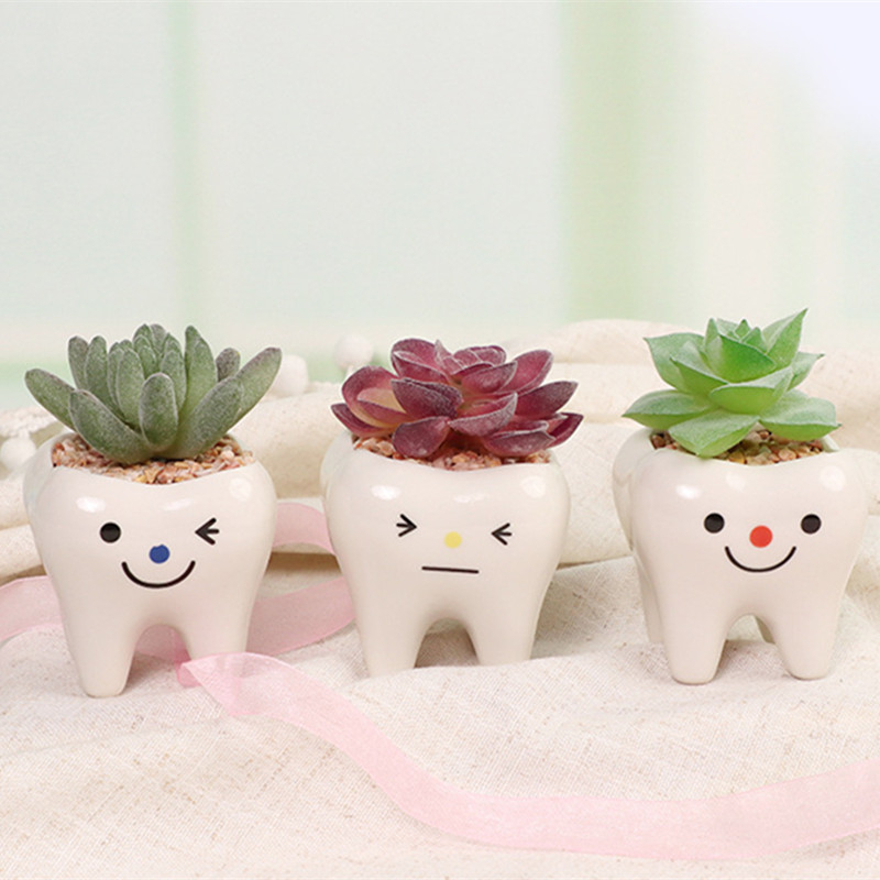 Tooth Shape Flower Vase Home Decoration Pot Creative Garden Planter Pot ...